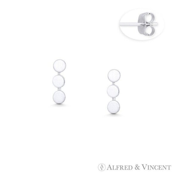 Alfred & Vincent | Jewelry | Triplecircle Stud Earrings W Pushback Posts 925 Sterling Silver ...